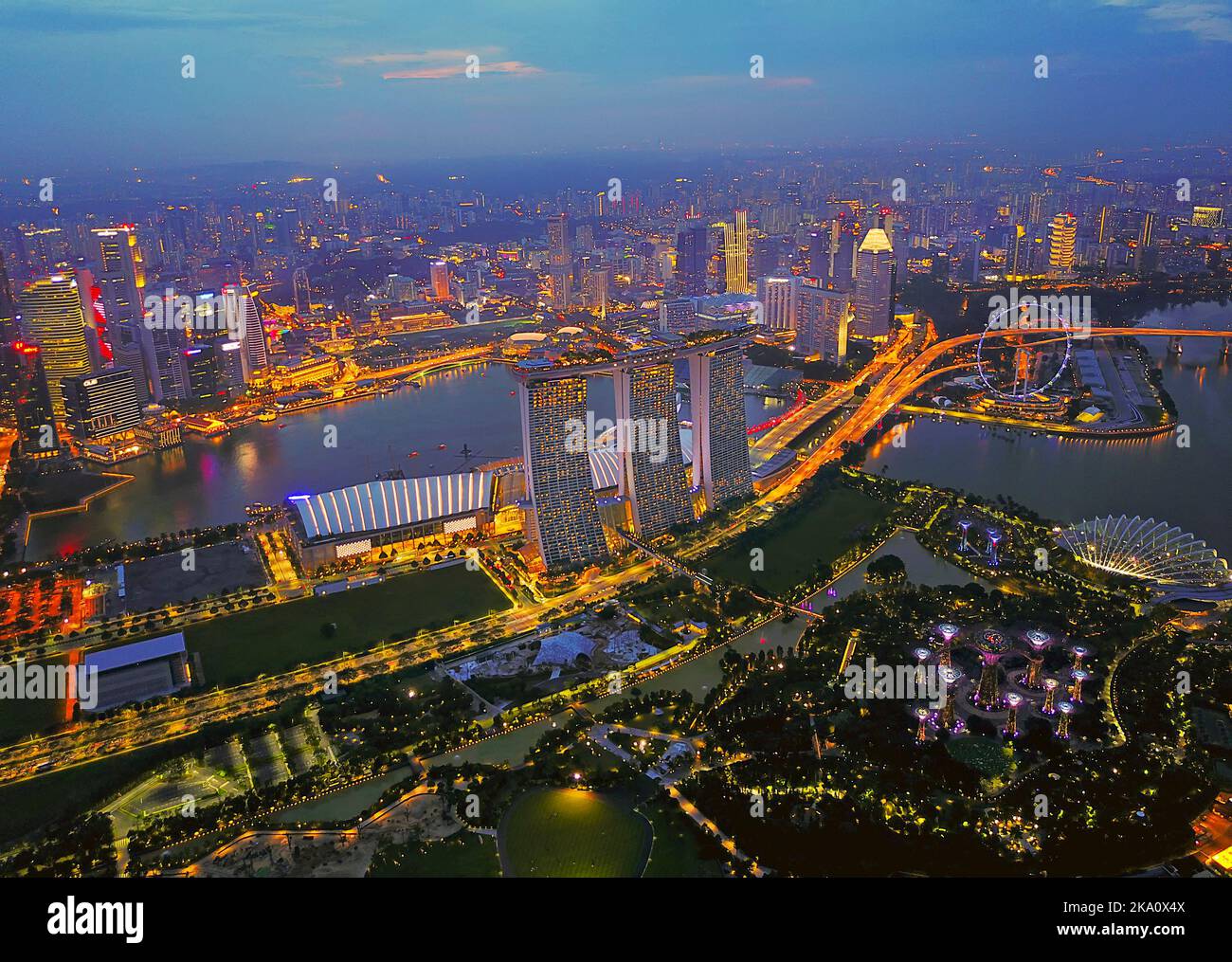 Aerial view panorama of Singapore skyscrapers with city skyline during ...