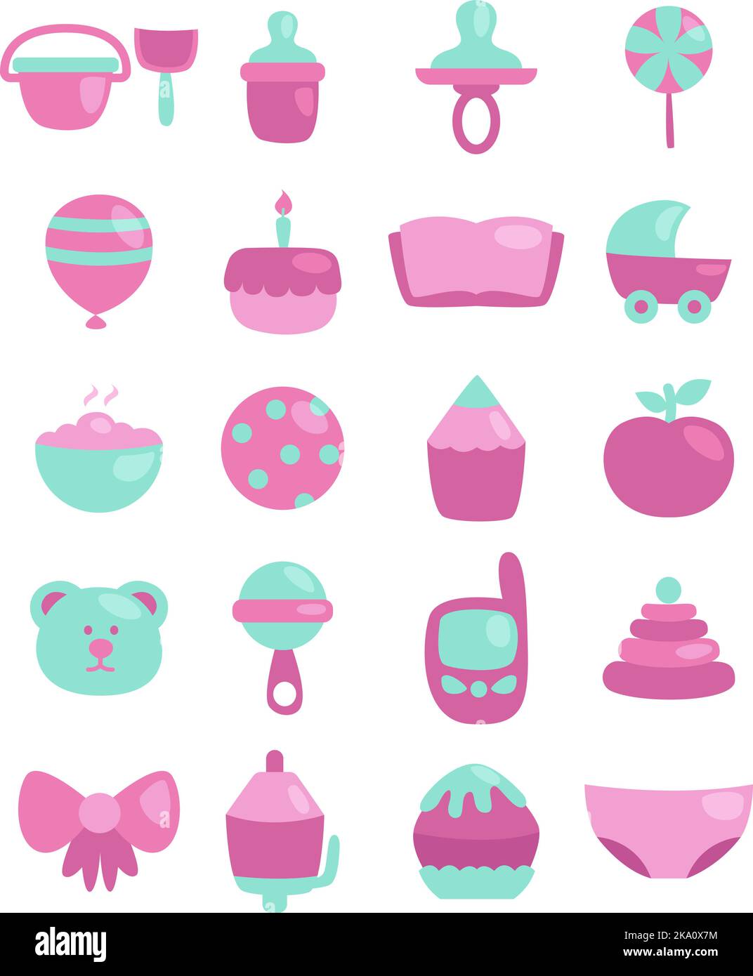 Childhood memories, illustration or icon, vector on white background ...