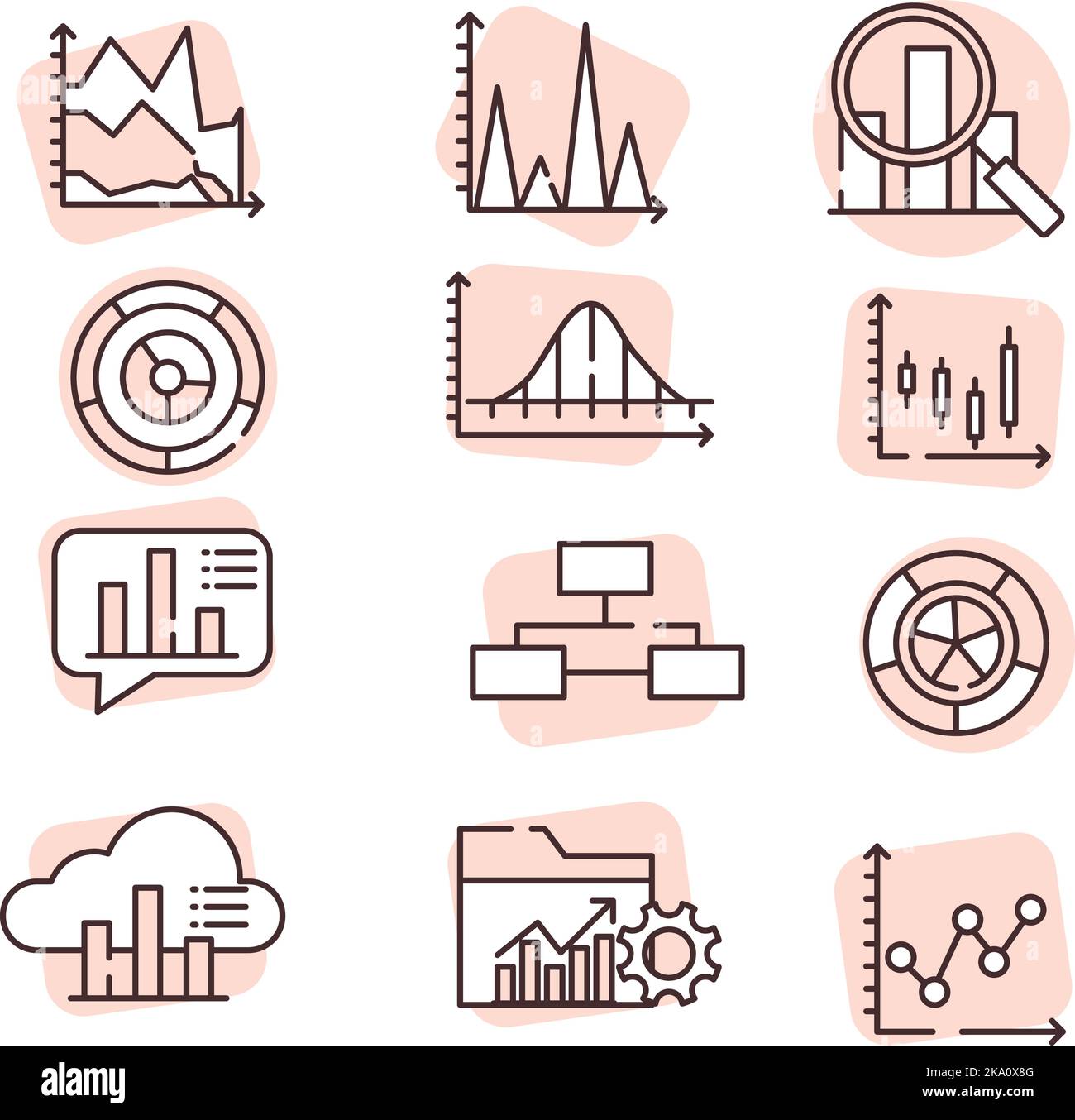 Chart marketing, illustration or icon, vector on white background Stock ...
