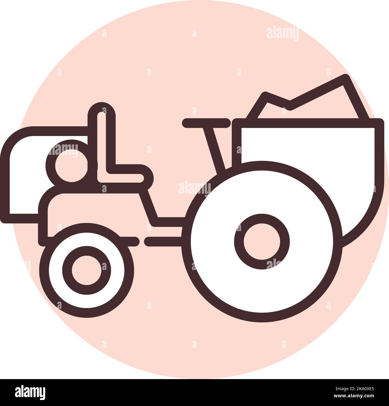 Construction industry tractor; illustration or icon; vector on white ...