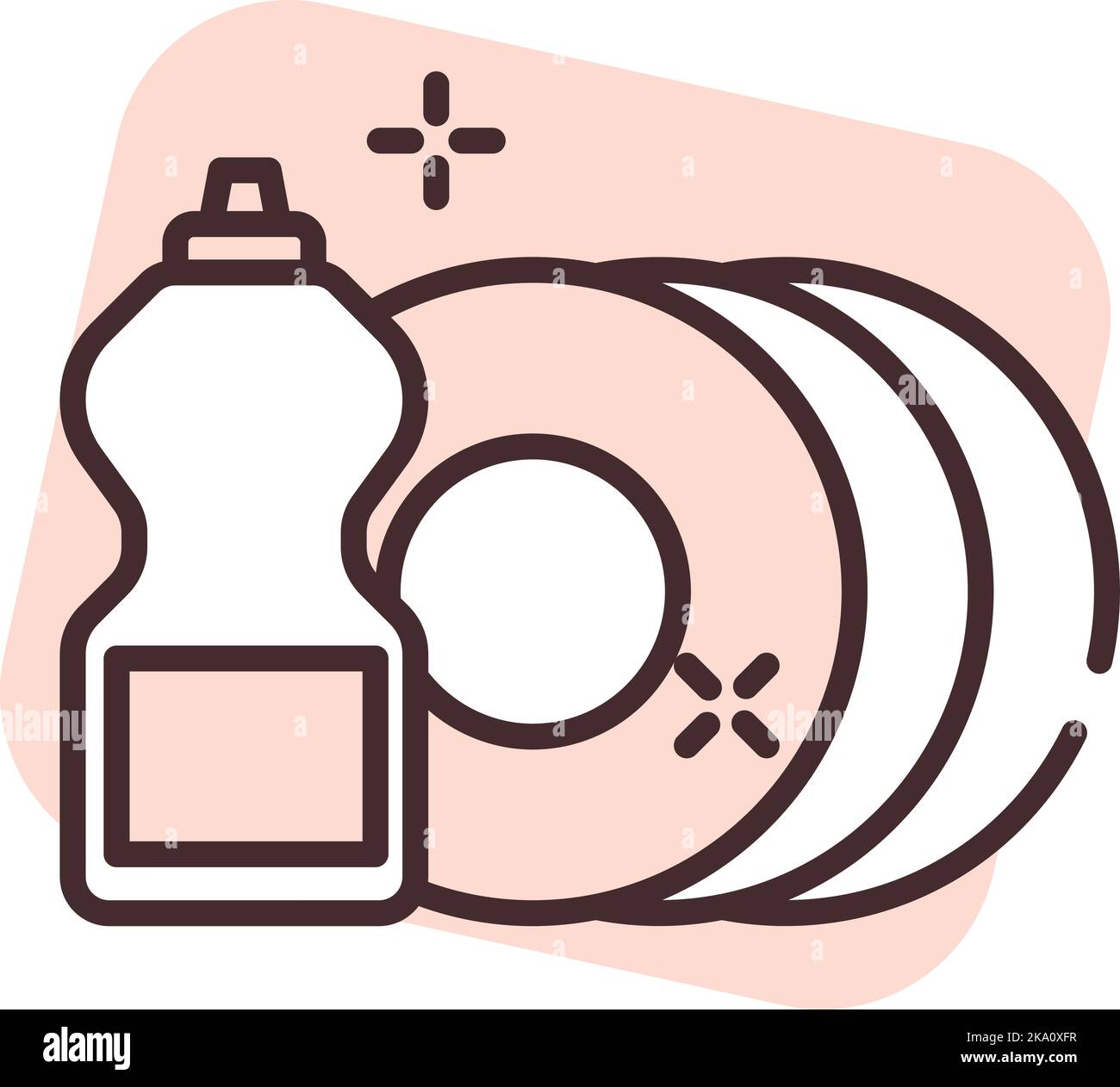 Cleaning dishes, illustration or icon, vector on white background Stock ...