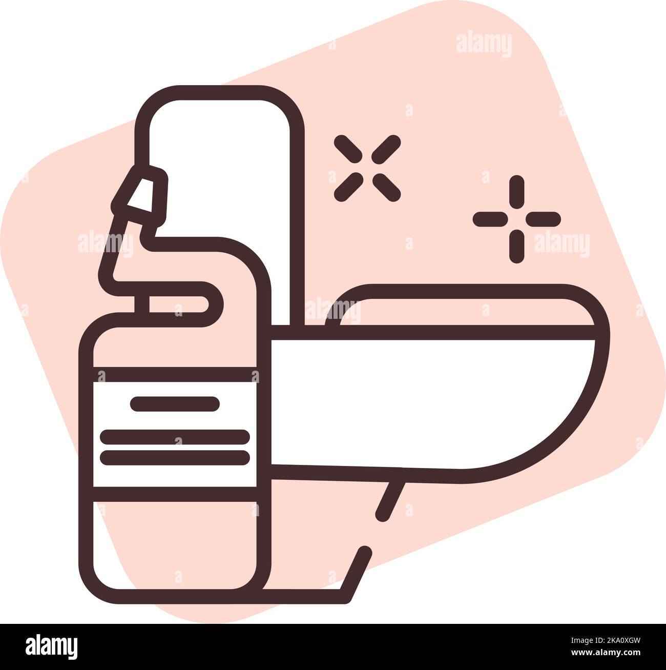 Cleaning toilet, illustration or icon, vector on white background Stock ...