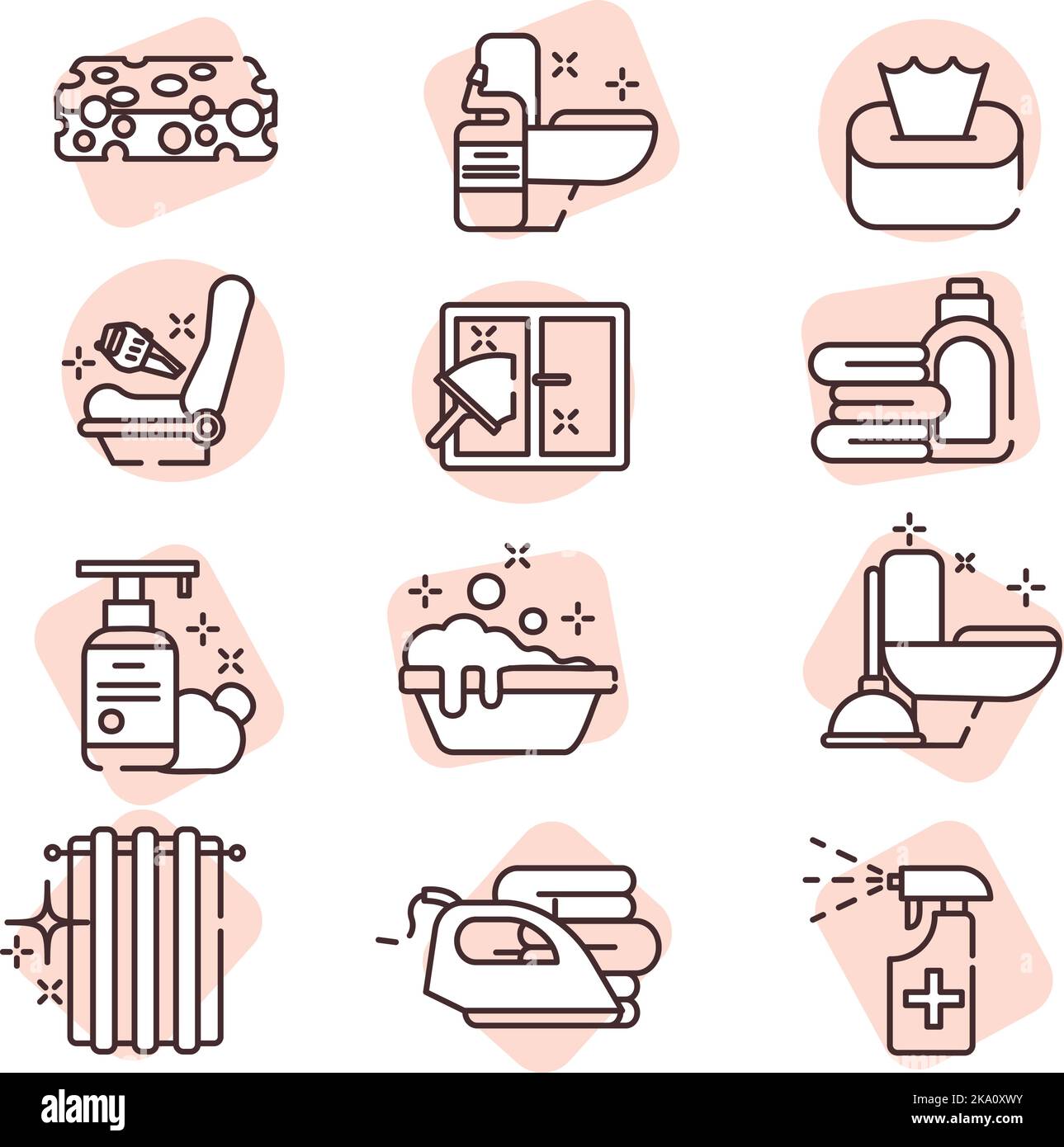 Home Cleaning , illustration or icon, vector on white background Stock ...