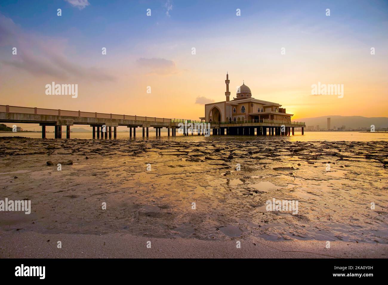 An Evening view during sunset at the Floating Mosque,Penang Port ...