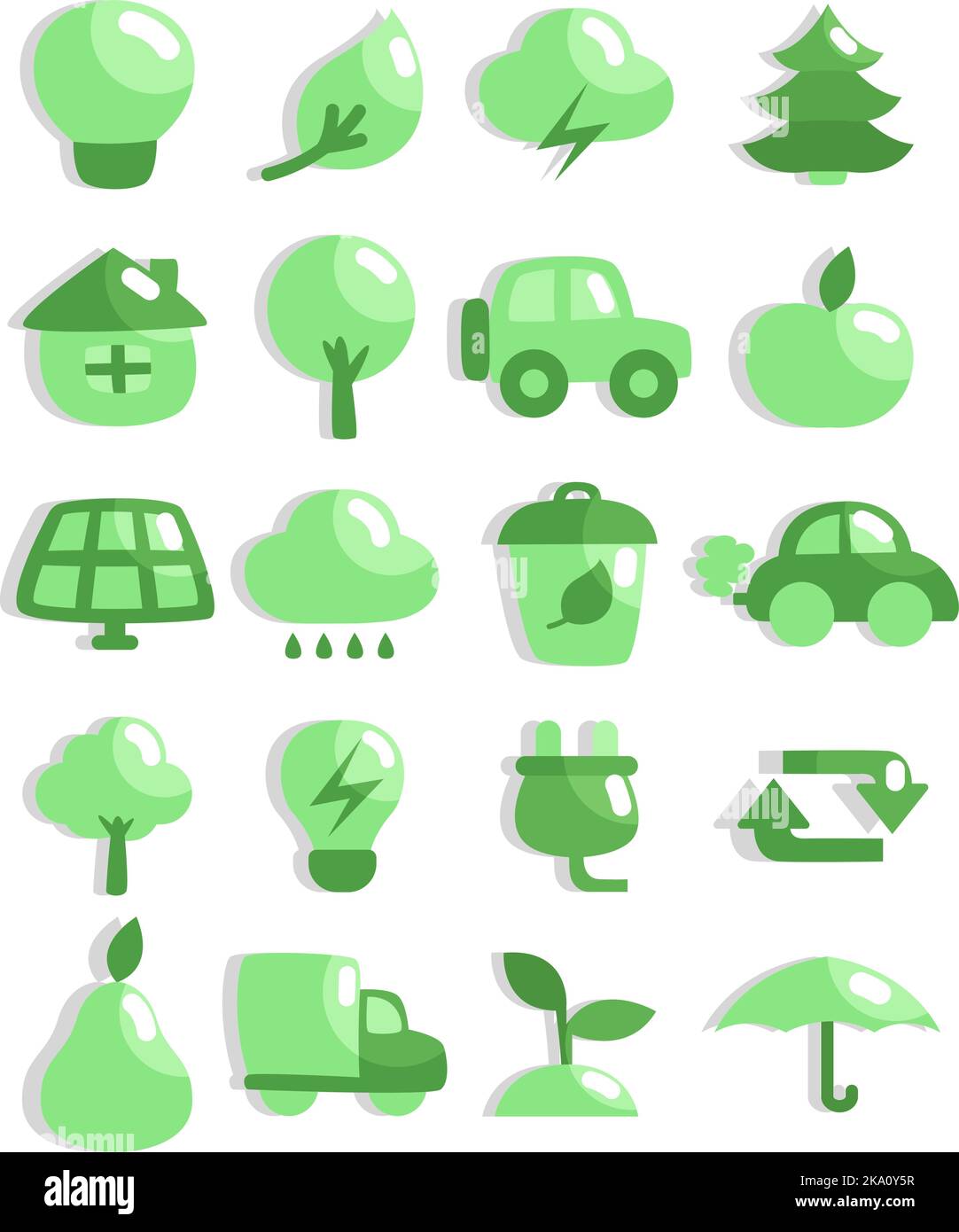 Ecology icon set, illustration or icon, vector on white background ...