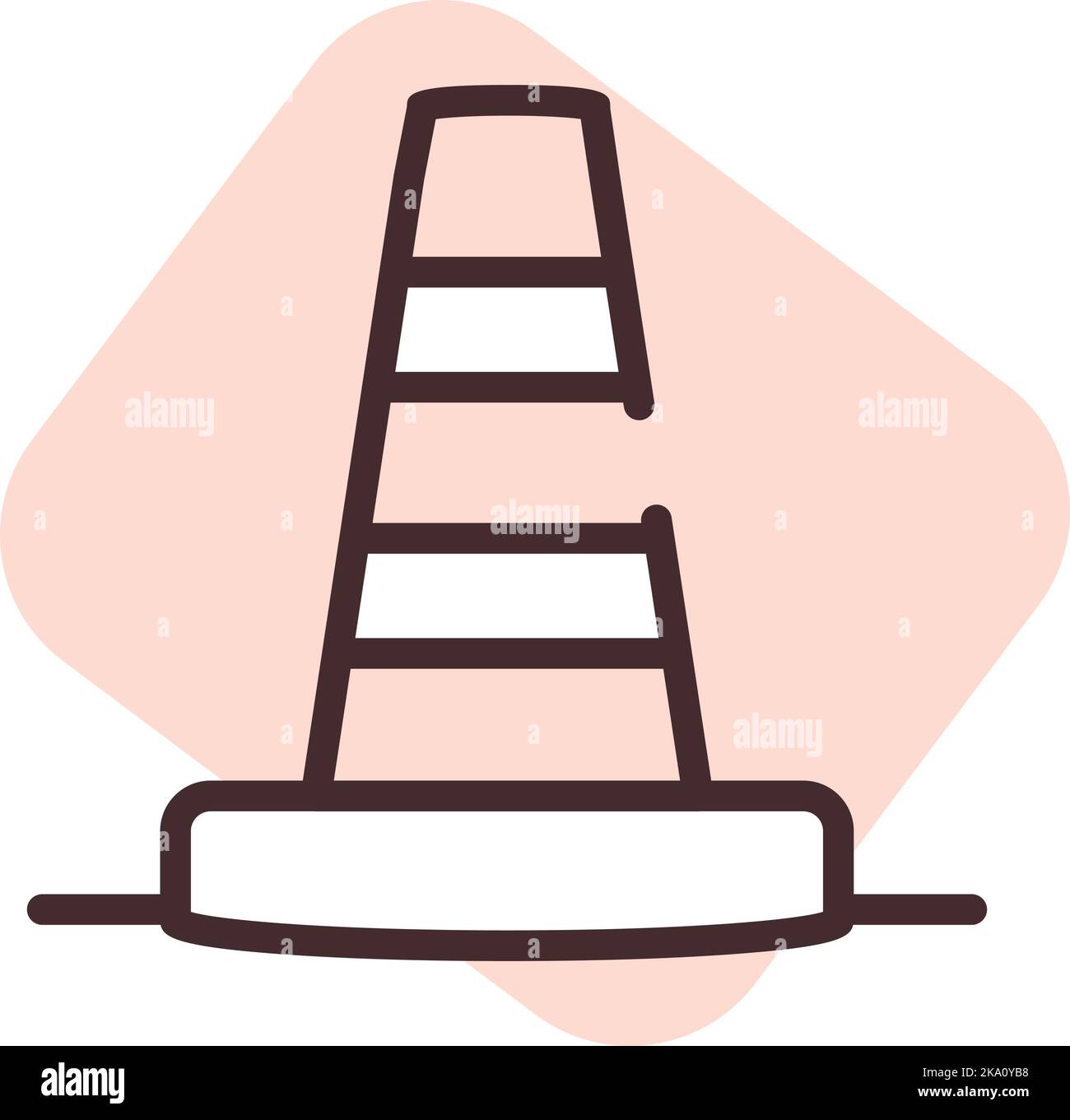 Construction stop sign cone; illustration or icon; vector on white ...
