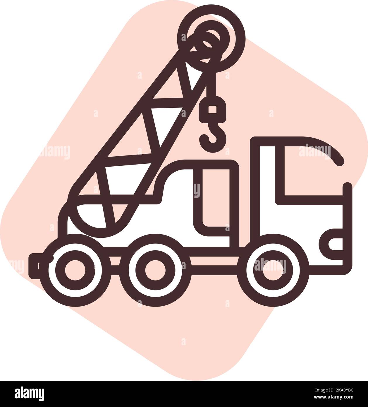Construction crane truck, illustration or icon, vector on white ...