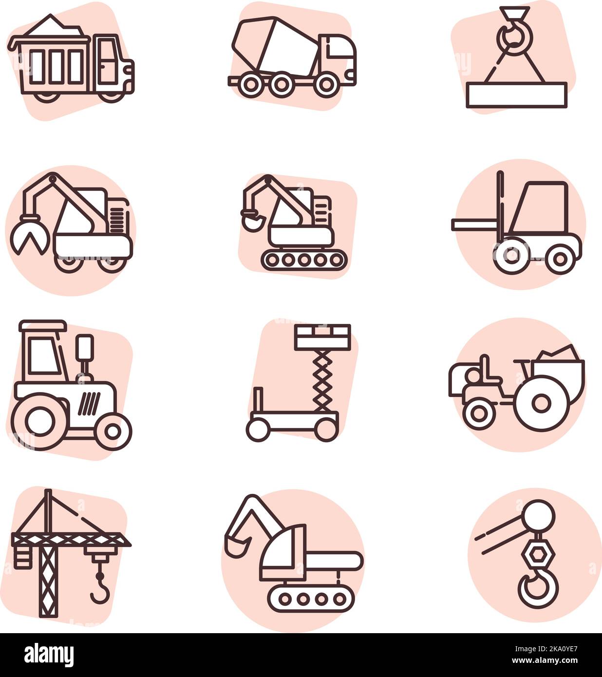 Construction machinery; illustration or icon; vector on white ...