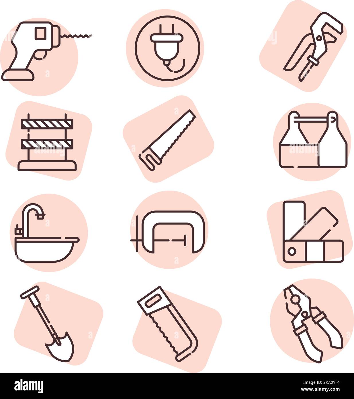 Construction equipment, illustration or icon, vector on white ...