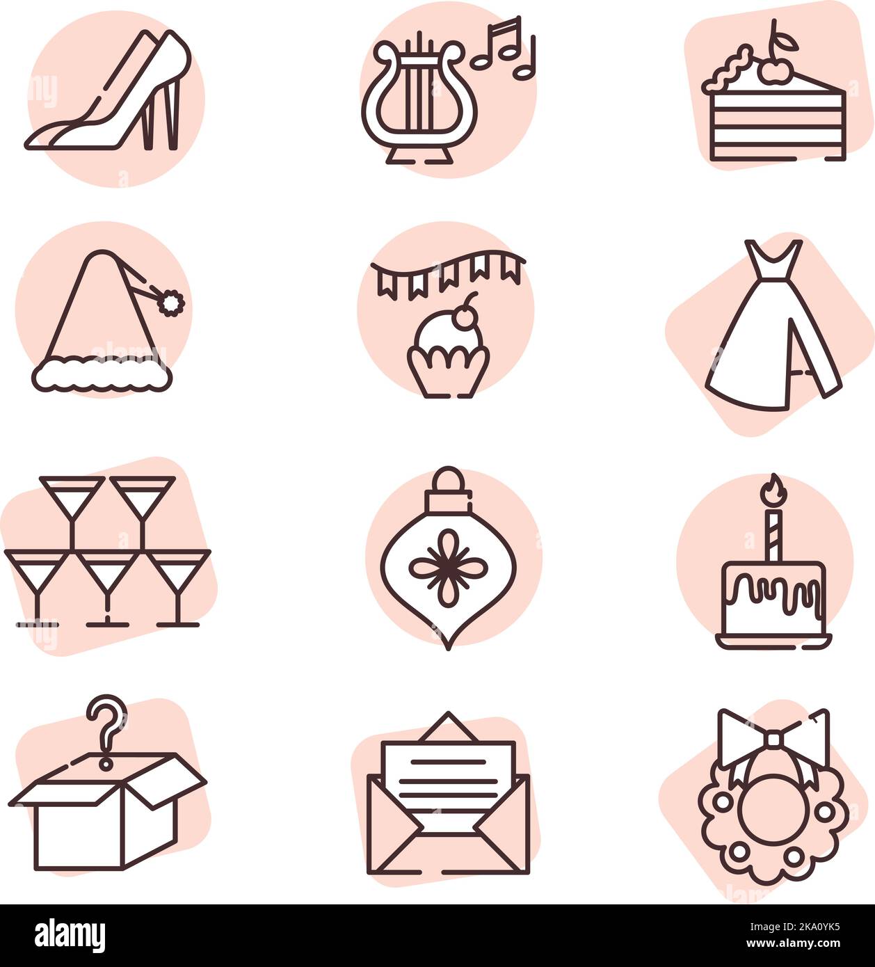 Event celebrations, illustration or icon, vector on white background ...