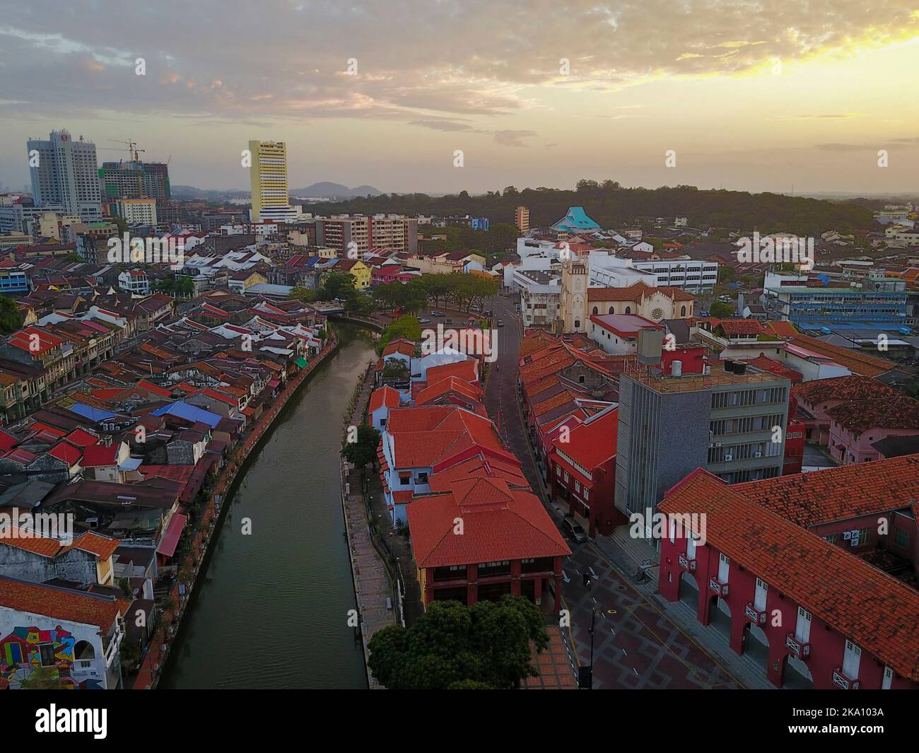 Aerial view of Malacca city during sunrise Stock Photo - Alamy