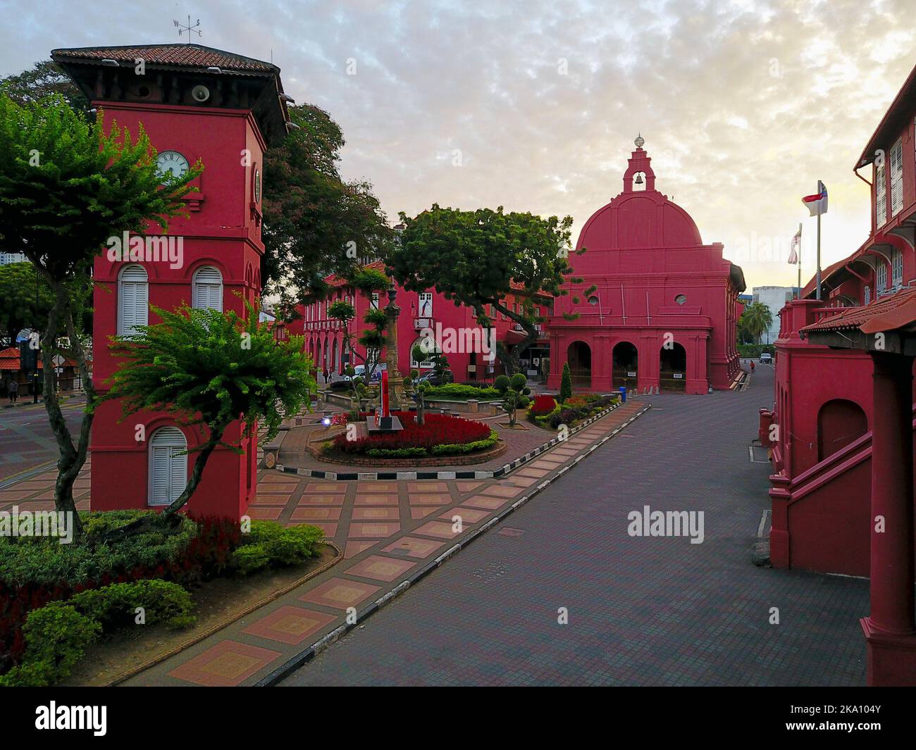 The oriental red building in Melaka, Malacca, Malaysia. Soft focus and ...