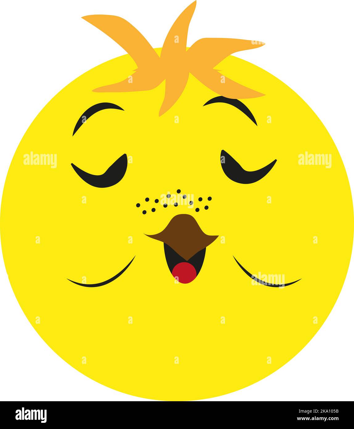 Funny animal sleepy chick, illustration or icon, vector on white ...