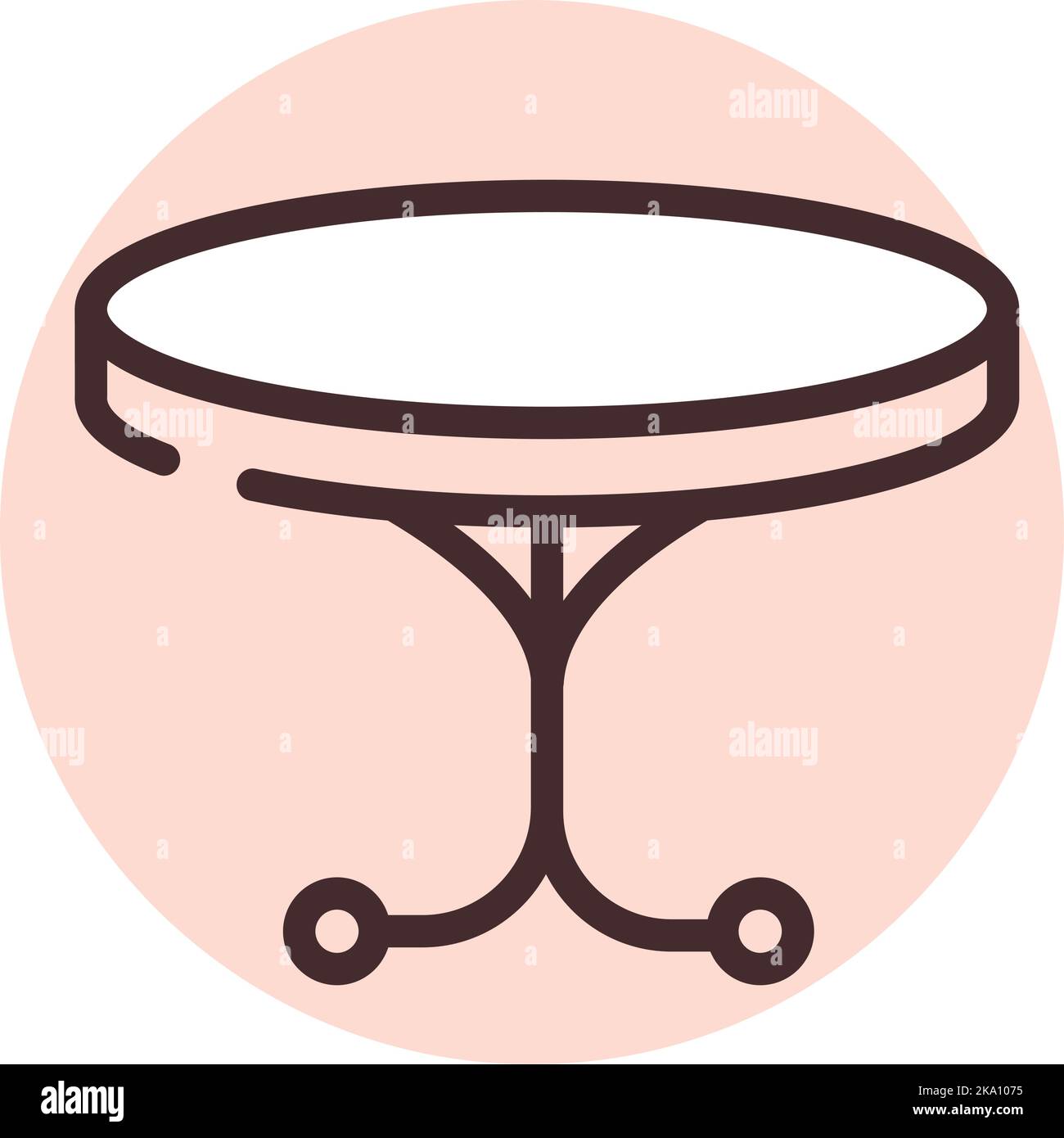 Furniture round table, illustration or icon, vector on white background ...