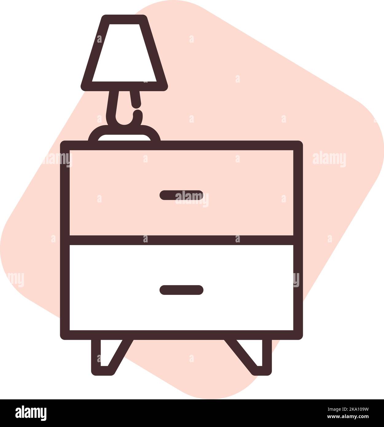 Furniture bedside table, illustration or icon, vector on white ...