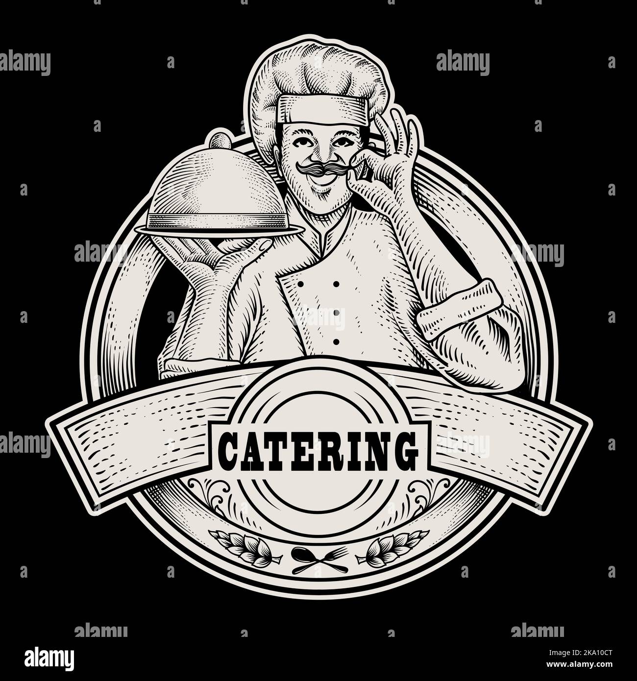 Illustration chef catering vintage logo Stock Vector Image & Art - Alamy