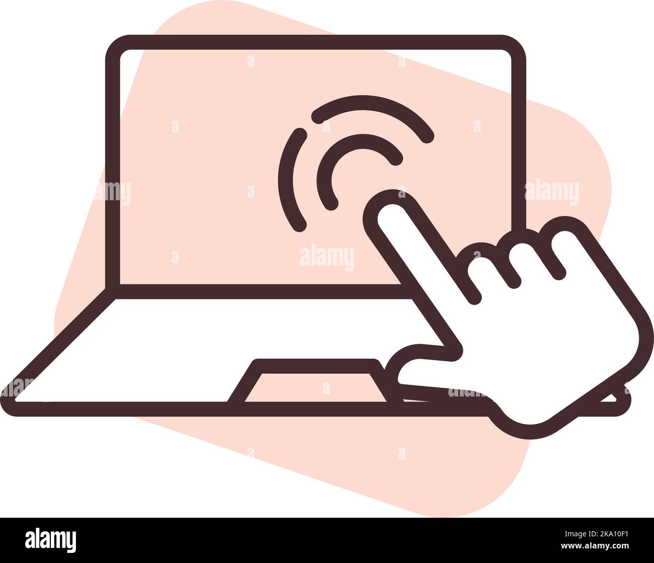 Electronics laptop touch screen, illustration or icon, vector on white ...