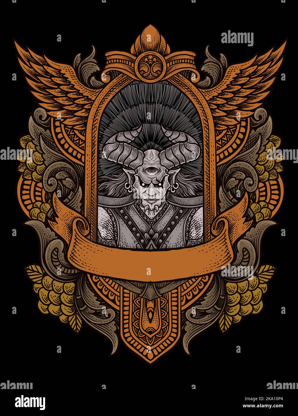 Border with demon head Stock Vector Images - Alamy