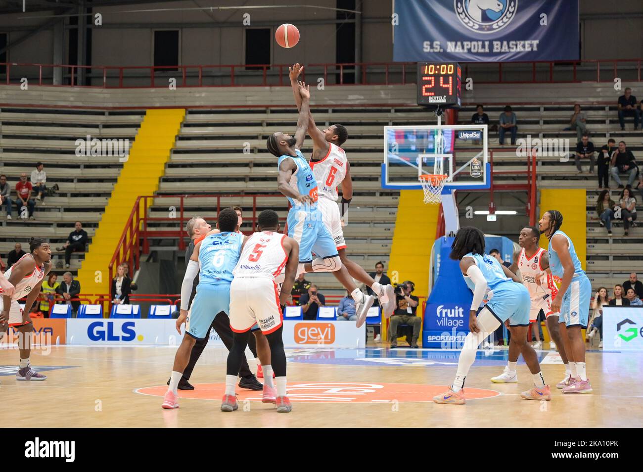 during the series A of italian LBA Basketball Championship match Gevi ... during the series A of italian LBA Basketball Championship match Gevi ...