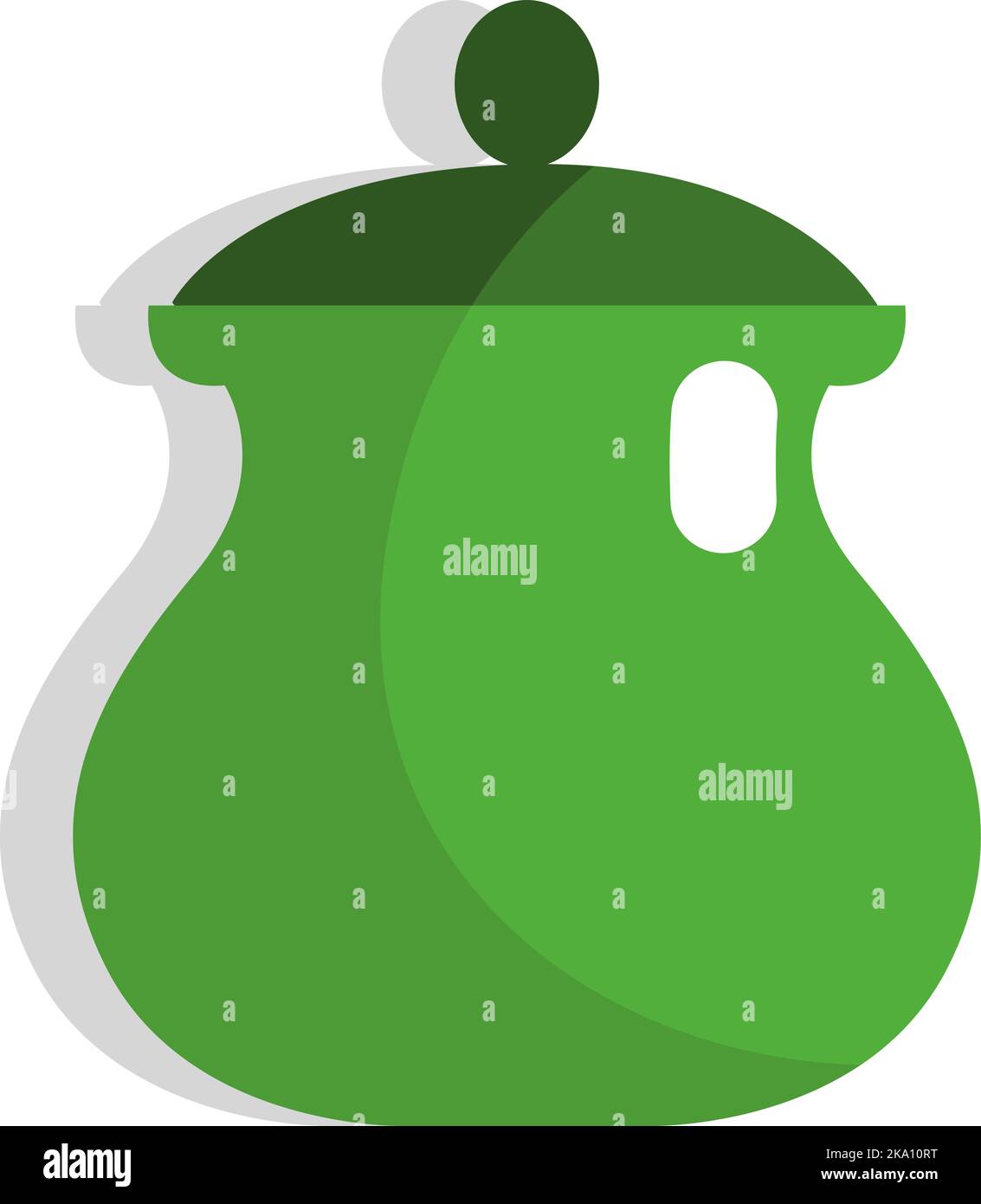 Green tea sugar pot, illustration or icon, vector on white background ...