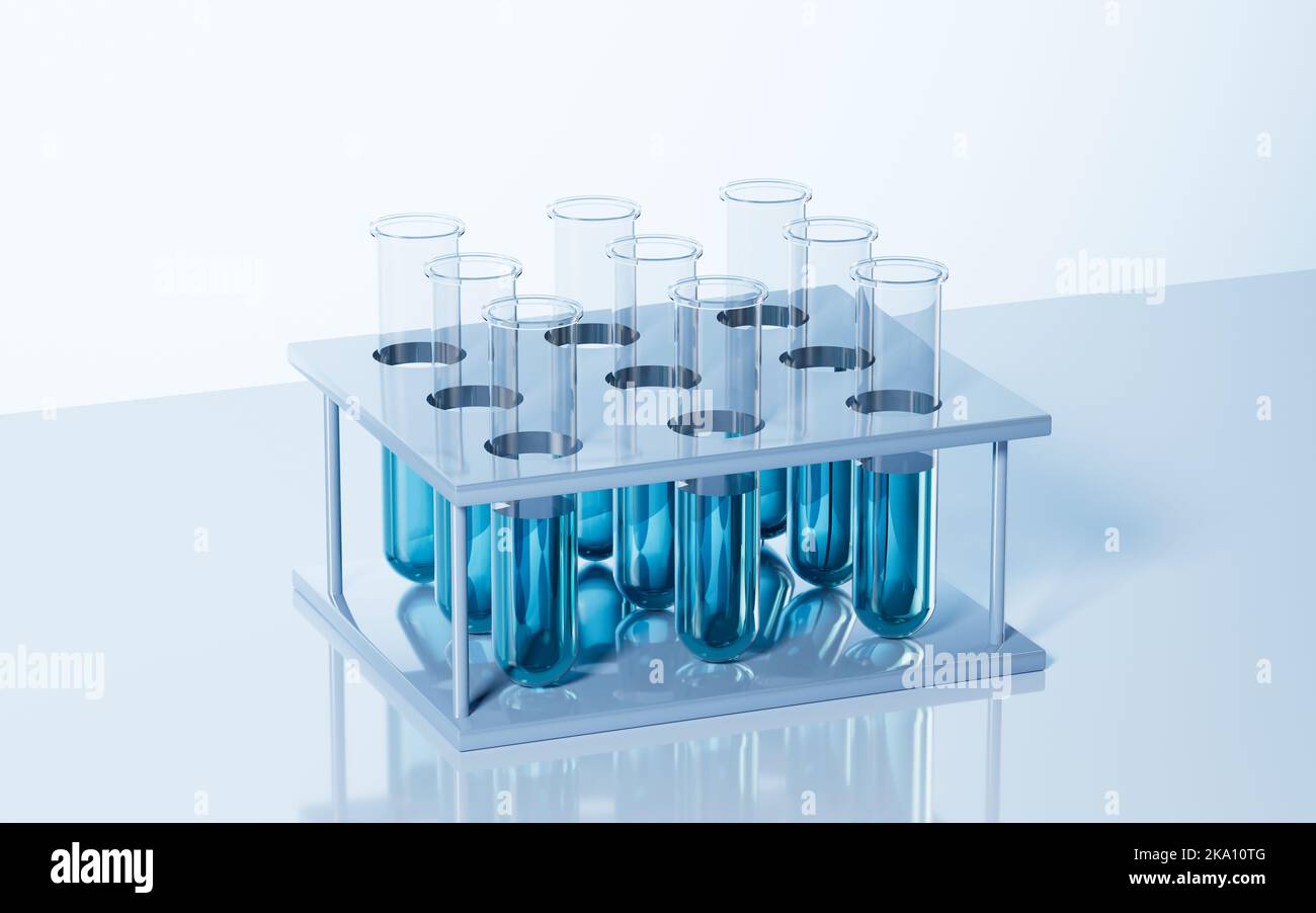 Test tubes in the lab, 3d rendering. Digital drawing Stock Photo - Alamy
