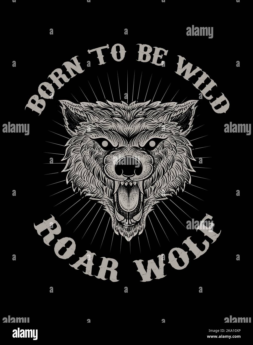 Illustration roaring wolf - head born to be wild! Stock Vector Image ...