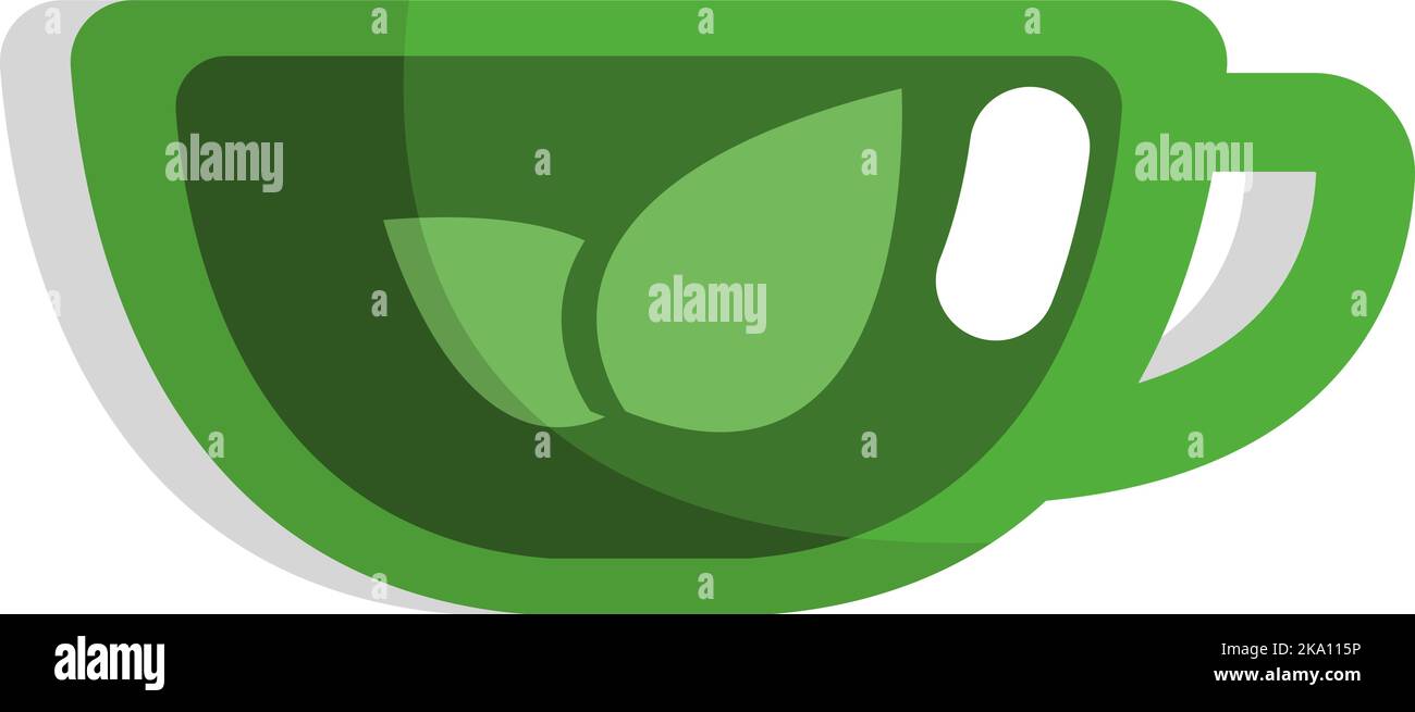 Green tea cup, illustration or icon, vector on white background Stock ...