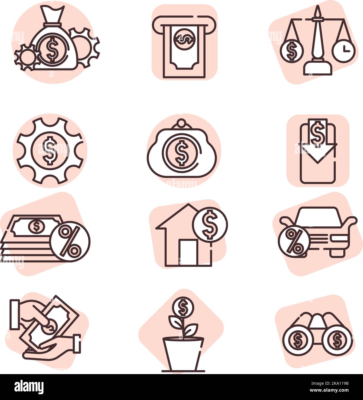 Investment icon set, illustration or icon, vector on white background ...