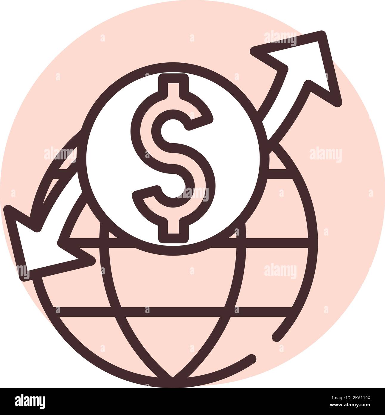 Investment global flow, illustration or icon, vector on white ...