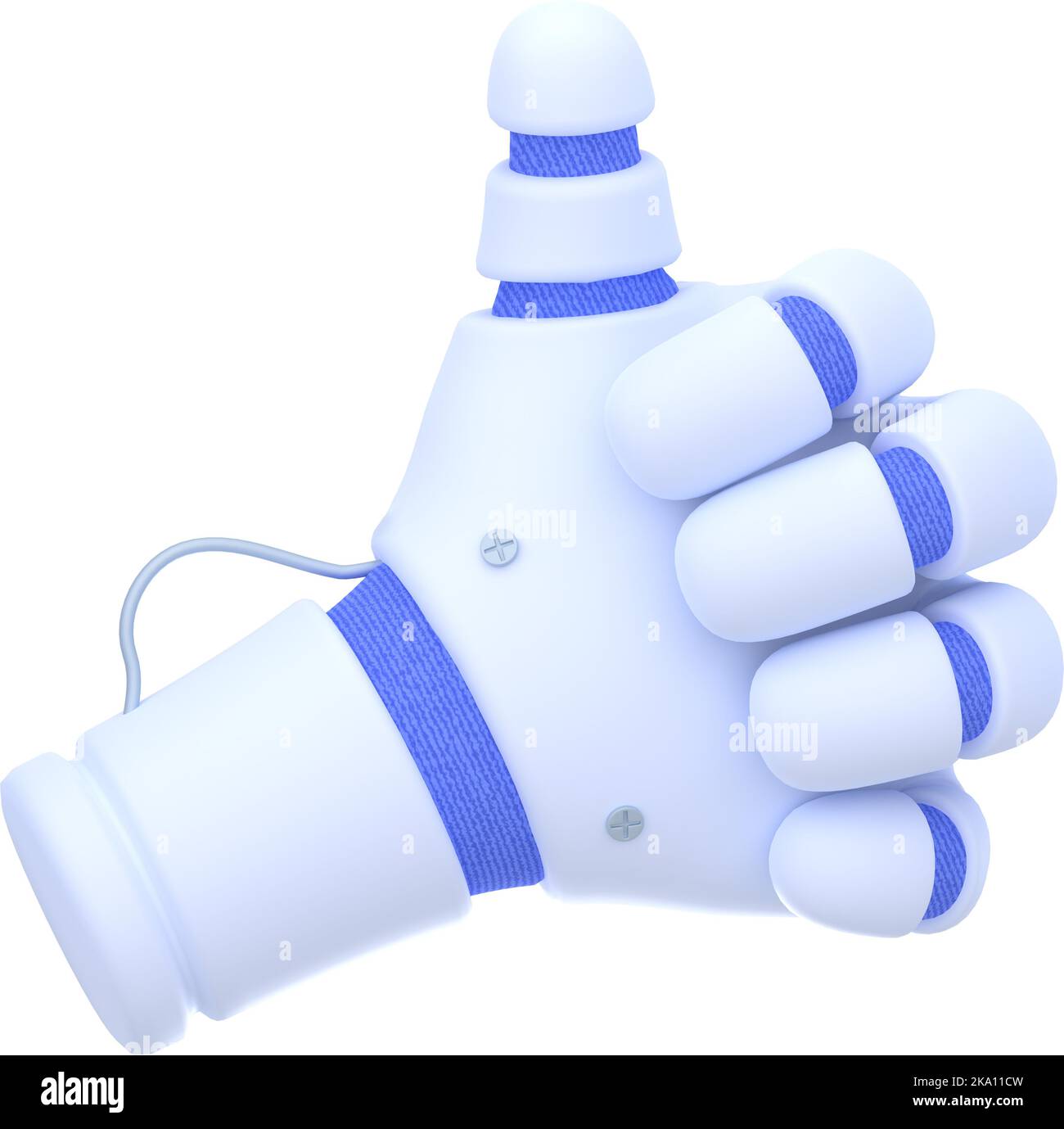 Robot hand with thumb up gesture. Cyborg or bionic mechanical arm show ...