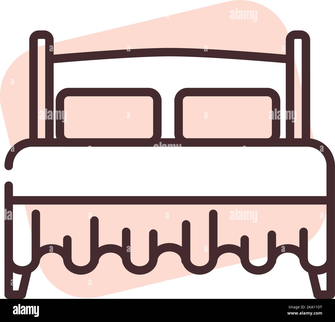Home textile double sized bed, illustration or icon, vector on white ...