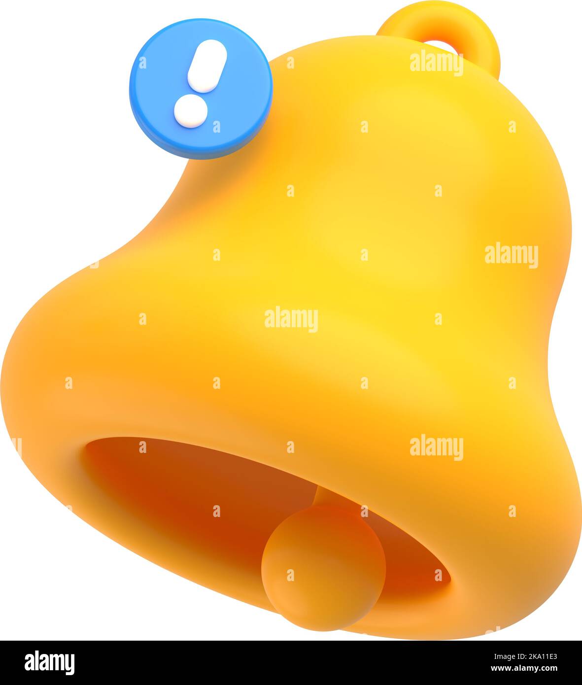 3d render notification bell icon, new email or unread message on phone ...