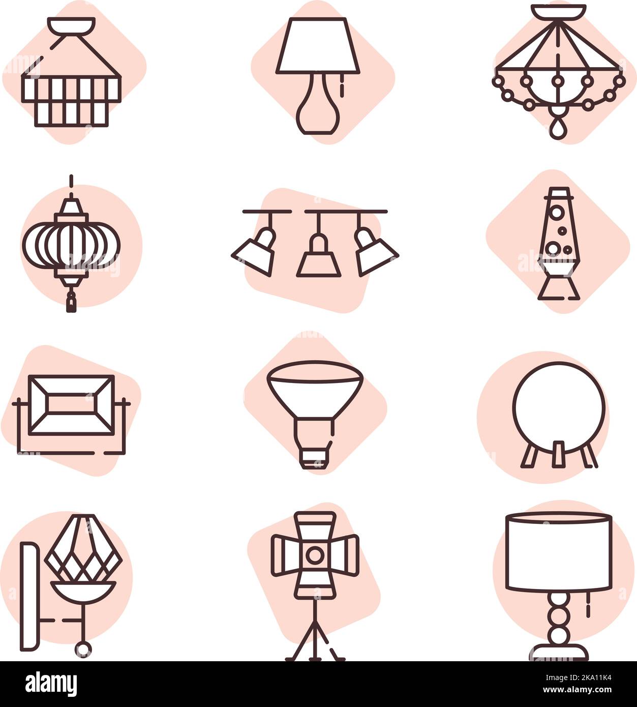 Light icon set, illustration or icon, vector on white background Stock ...