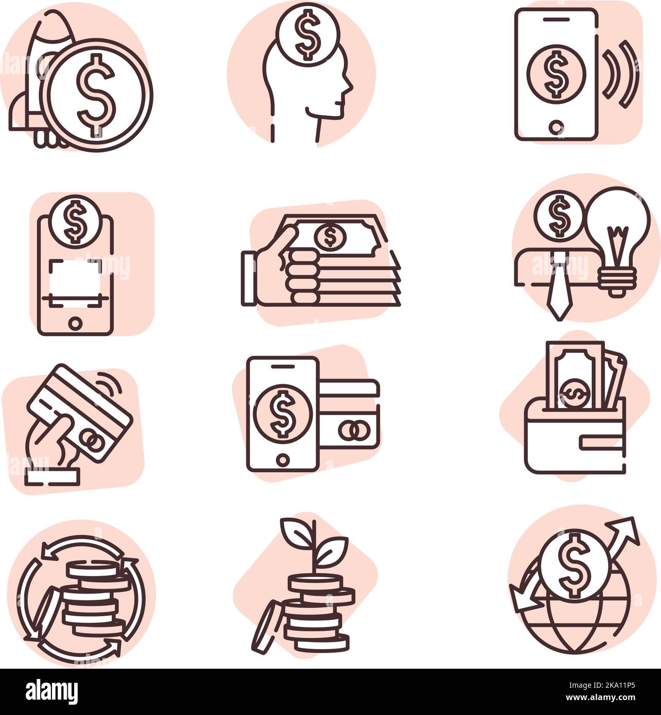 Investment icon set, illustration or icon, vector on white background ...