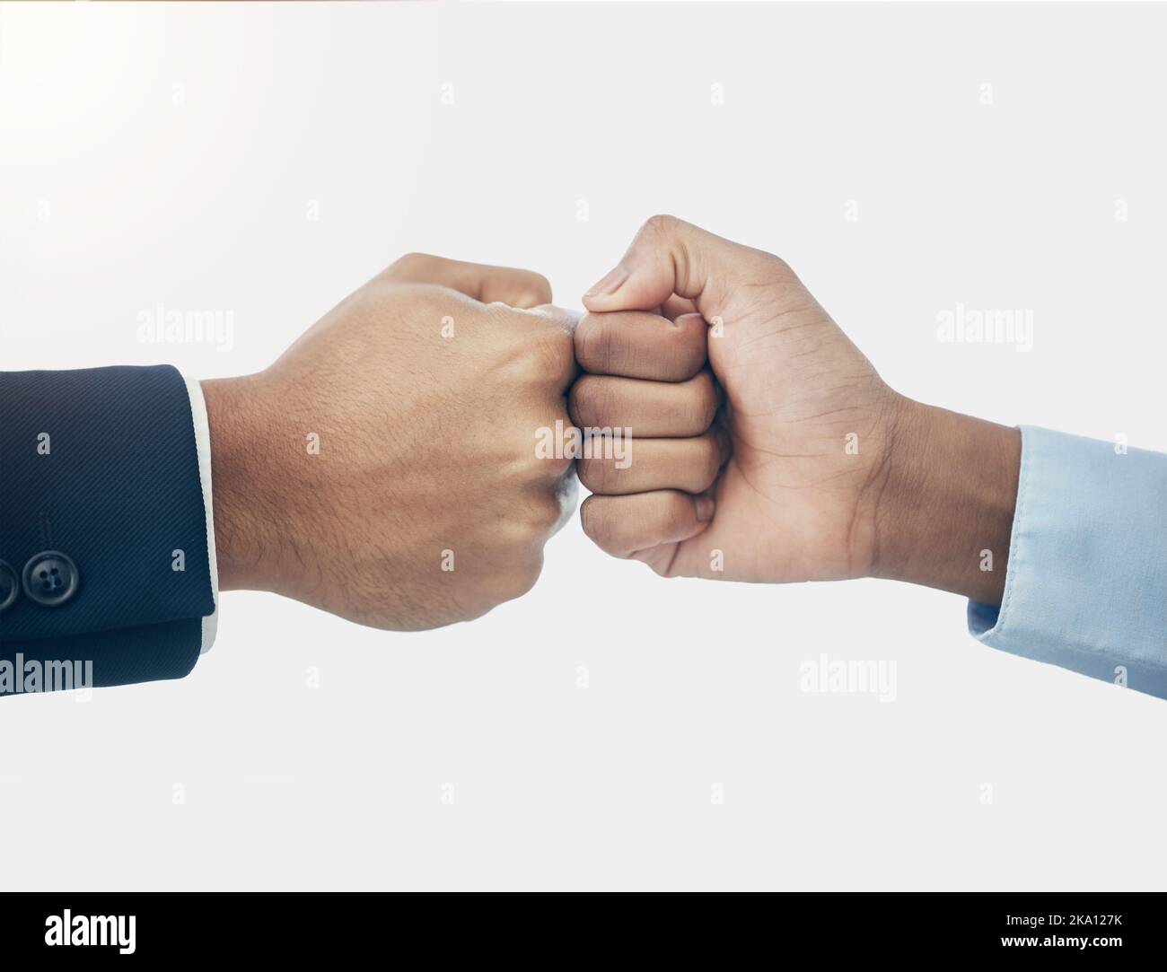 Teamwork, fist bump or corporate partnership for meeting success, support or trust motivation ...