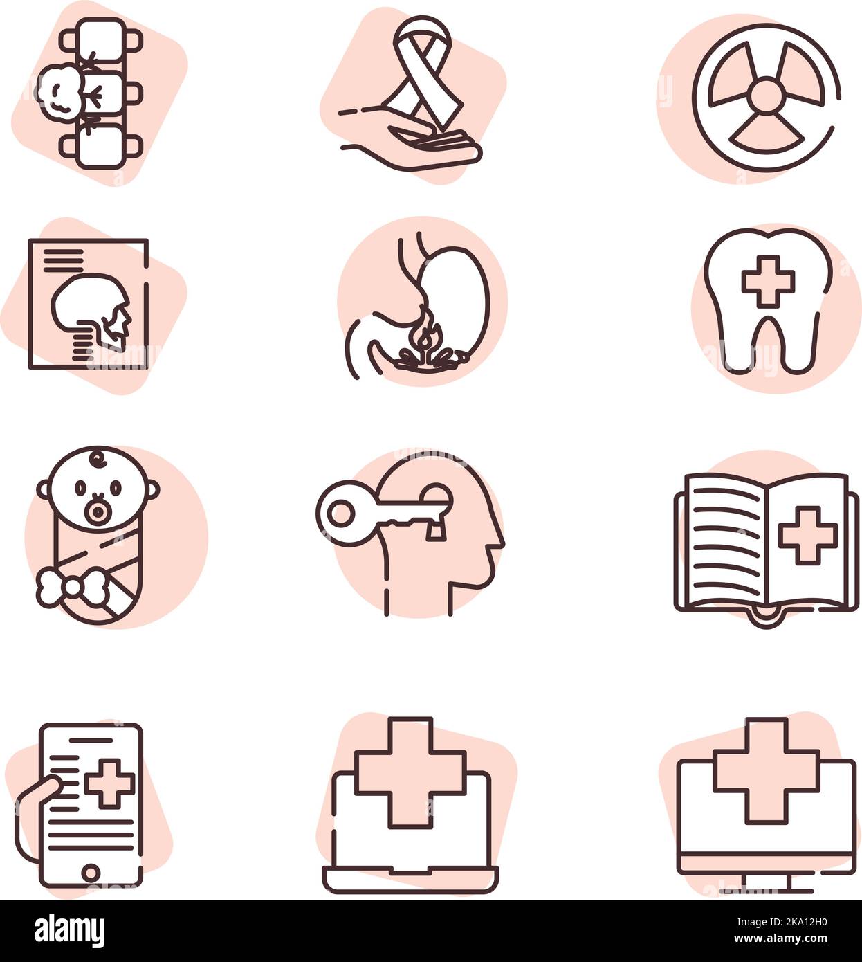 Medical diagnosis, illustration or icon, vector on white background ...