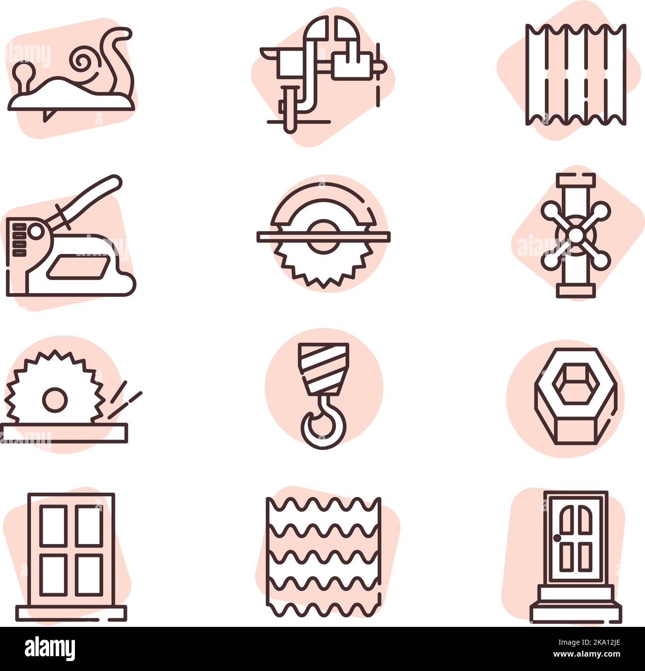 Manufacture construction, illustration or icon, vector on white ...