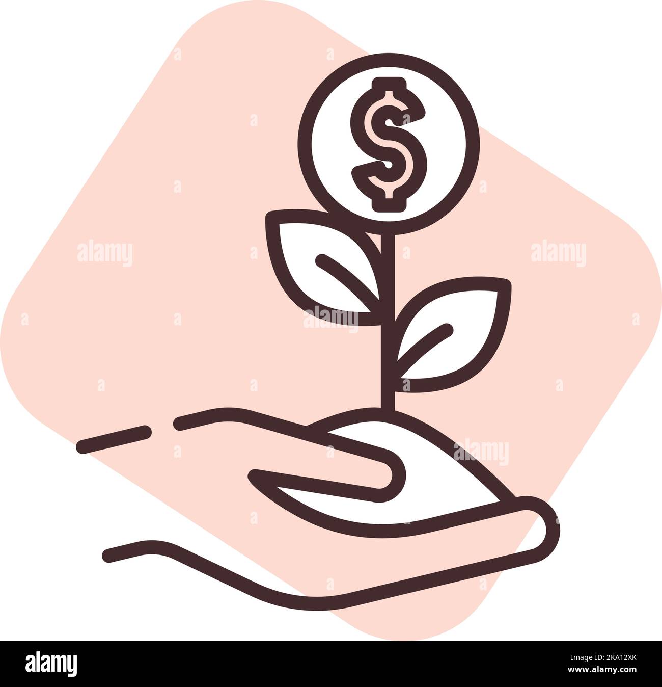 Money growing, illustration or icon, vector on white background Stock ...