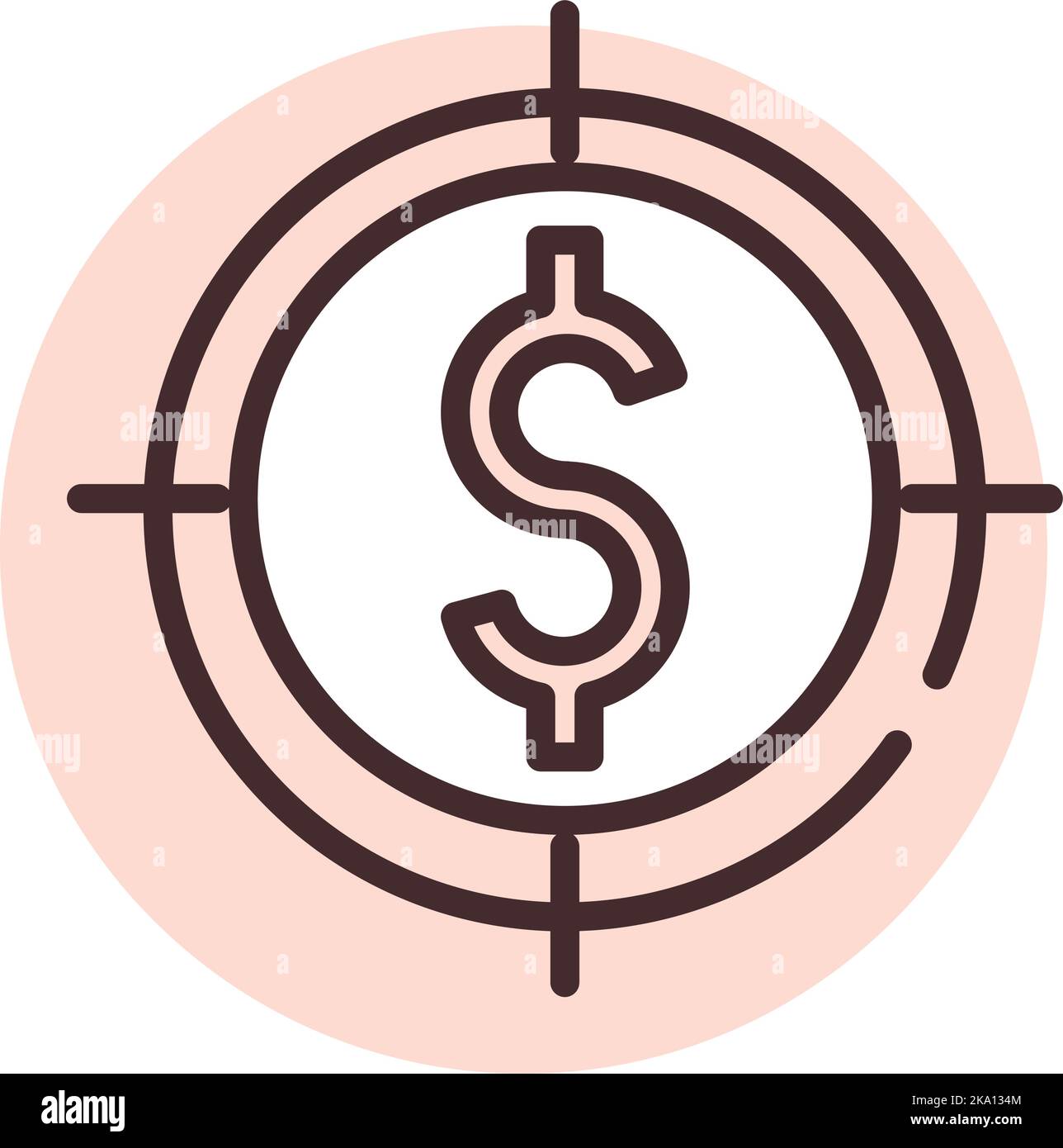 Coin target, illustration or icon, vector on white background Stock ...
