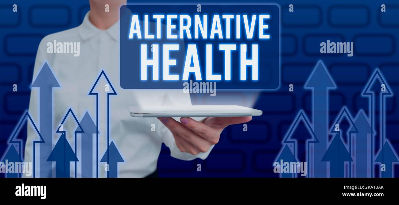 Text caption presenting Alternative Health. Concept meaning medical ...