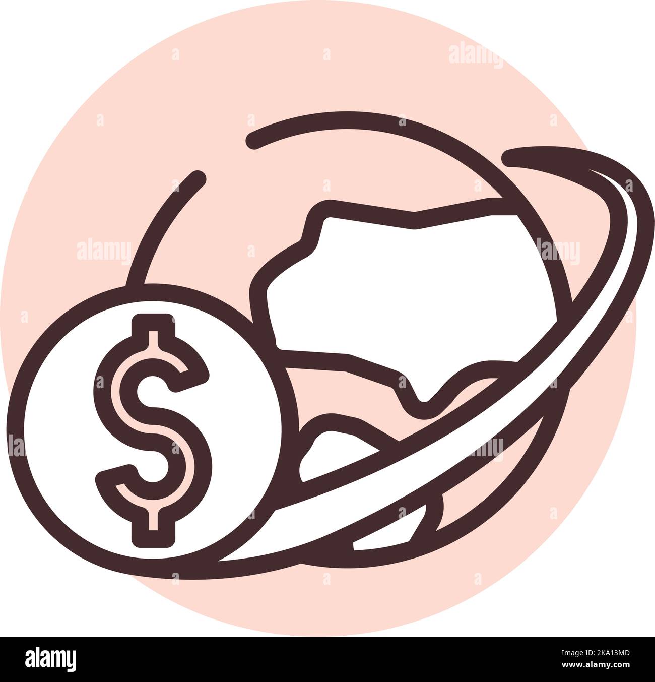 Global money flow, illustration or icon, vector on white background ...