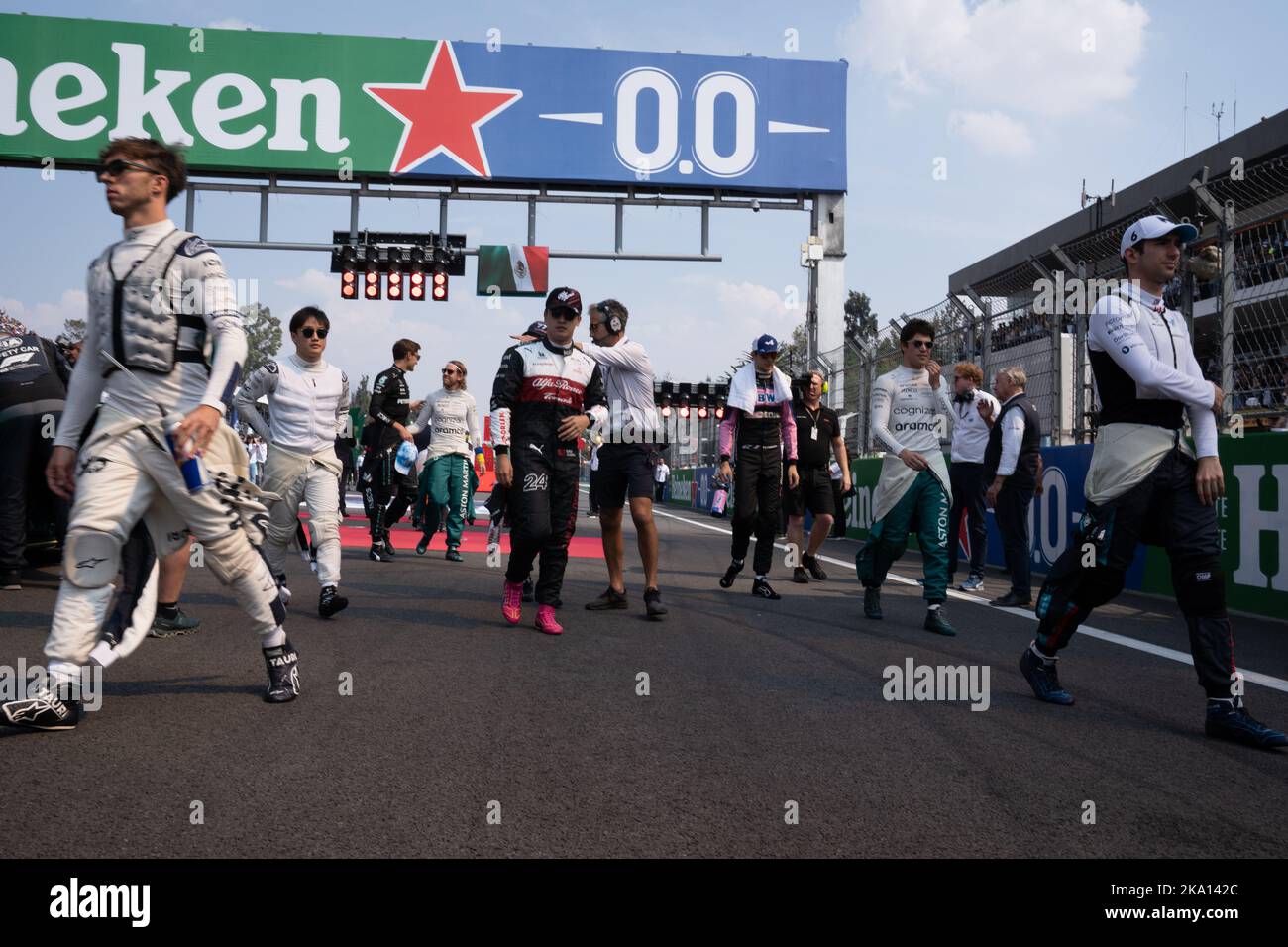 Mexico City, Mexico. 30th Oct, 2022. the drivers walk towards their ...