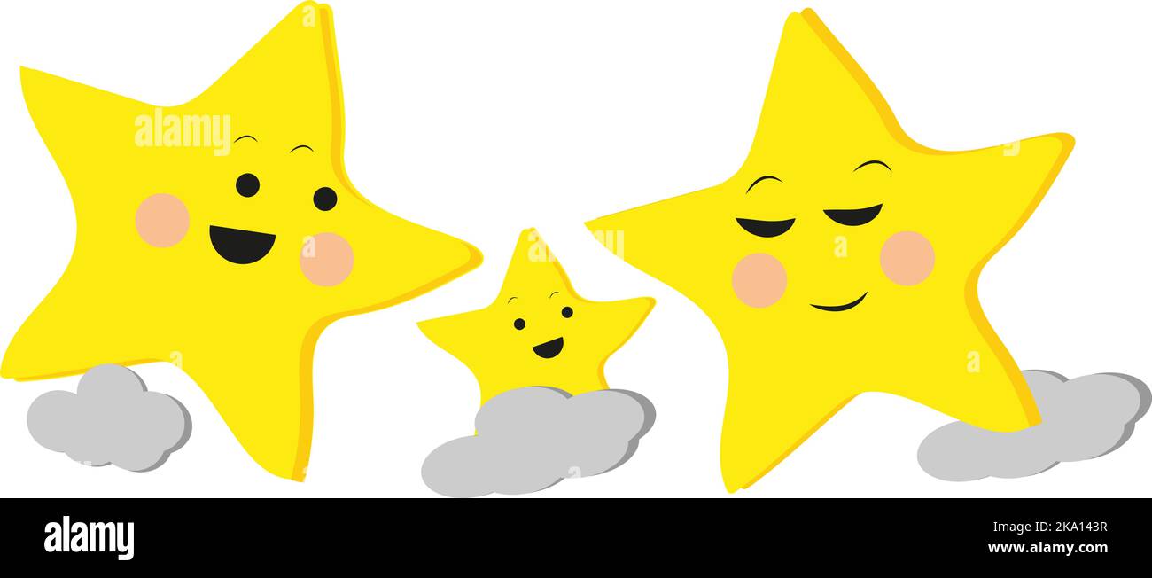 Star in clouds, illustration or icon, vector on white background Stock ...