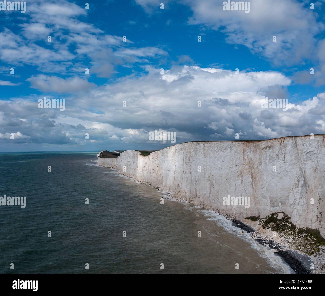 A view of the white cliffs of the Seven Sisters in East Sussex on the ...