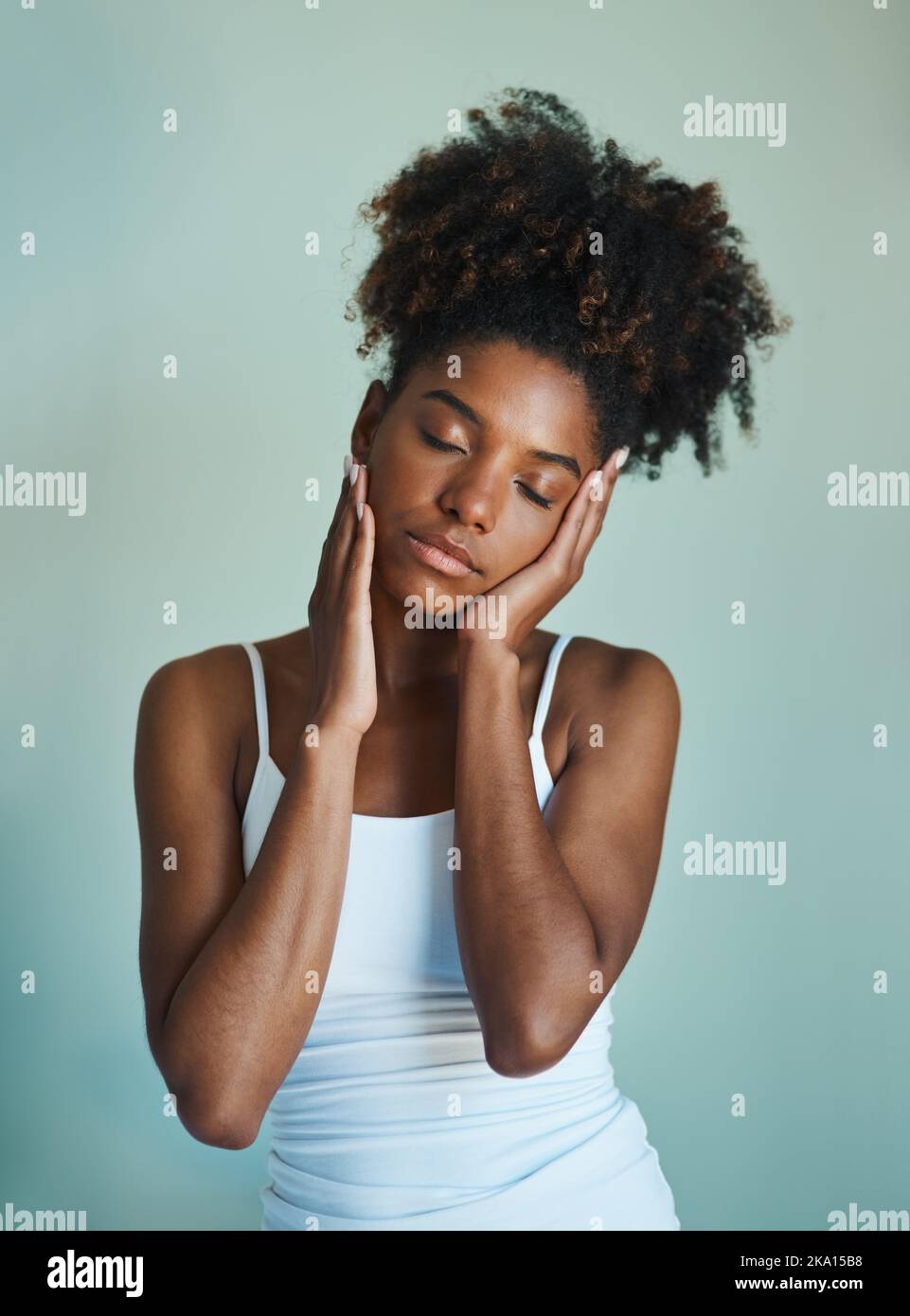 Sensually beautiful. Studio shot of a beautiful, fresh faced young ...