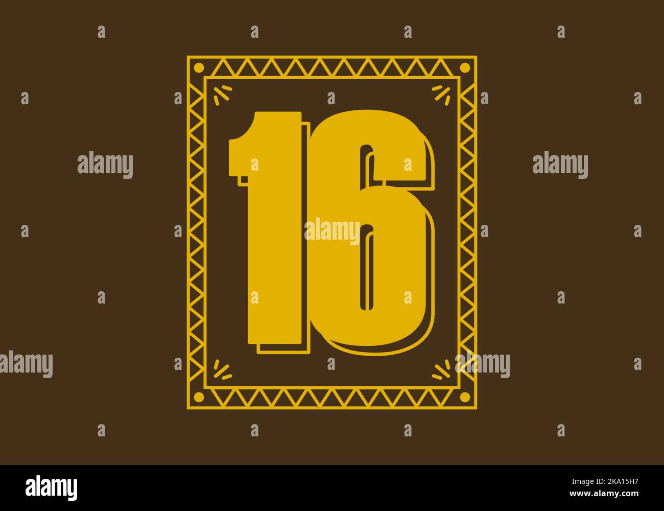 Number 16 in retro rectangle frame design Stock Vector Image & Art - Alamy