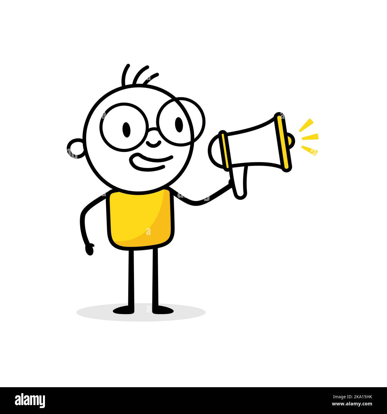 Man announcing something in a megaphone in his hand. Promotion concept ...