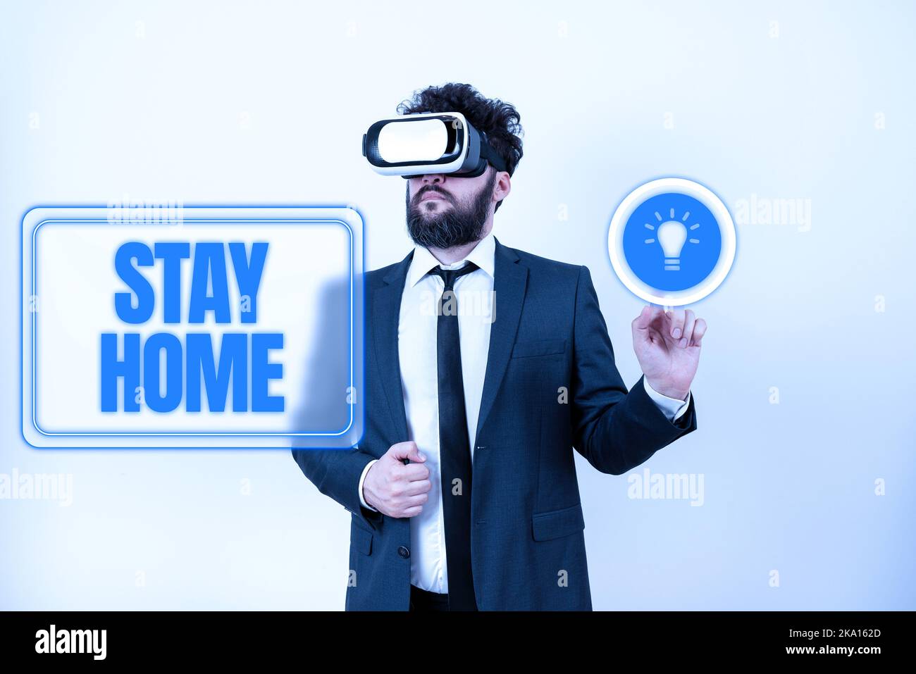 Conceptual caption Stay Home. Word for end up being extremely energetic ...