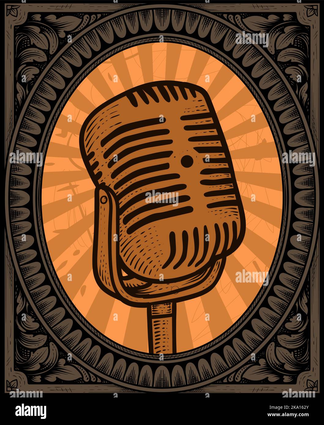 Old microphone engraving Stock Vector Images - Alamy