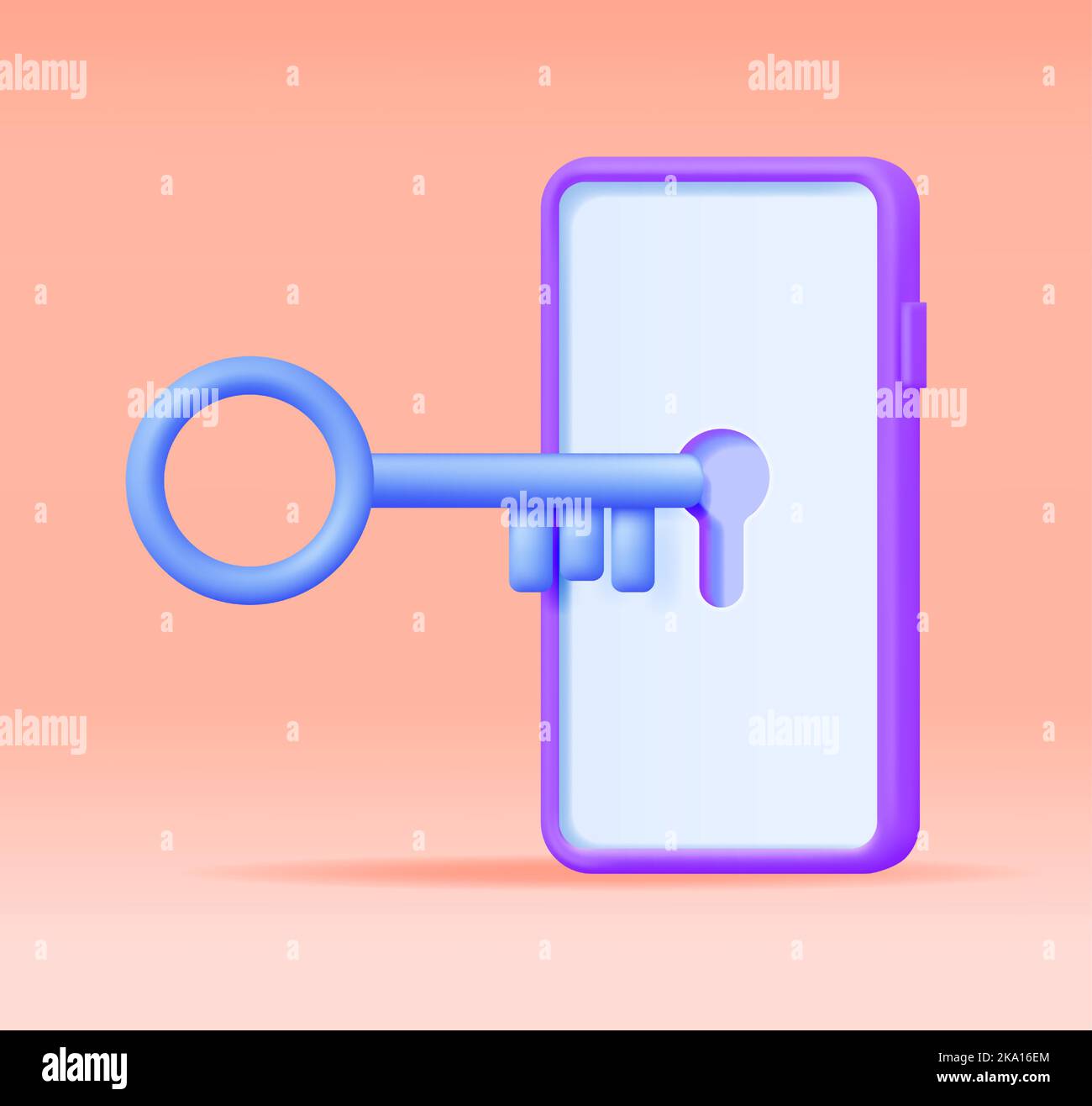 3D Mobile Phone with Key on Screen Stock Vector Image & Art - Alamy